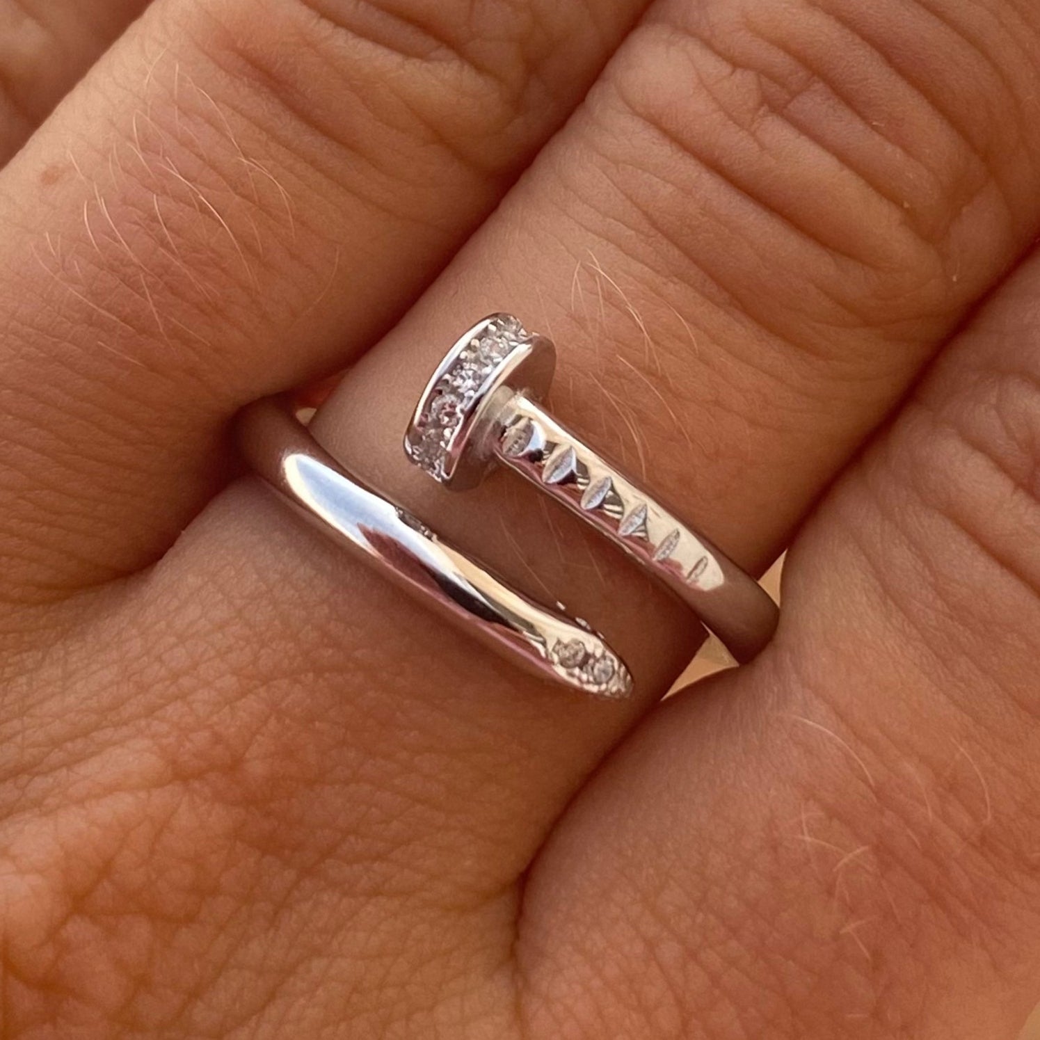 925 Sterling Silver Stone Set Nail Ring